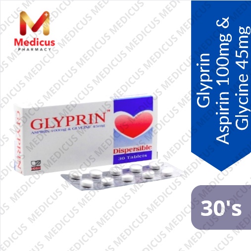 Glyprin Aspirin 100mg & Glycine 45mg Dispersible 30's (Exp: 04/2025 ...