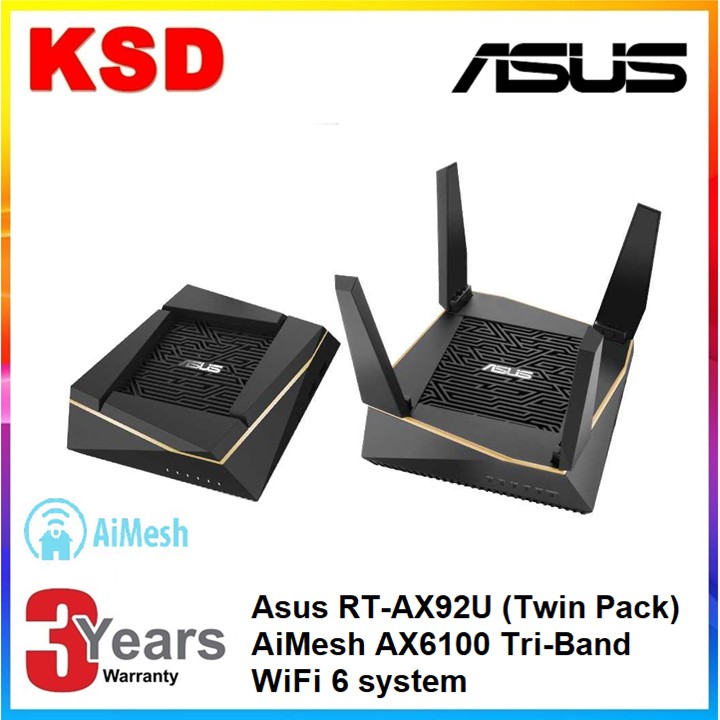 Asus RT-AX92U (Twin Pack) AX6100 Tri-Band WiFi 6 Mesh Router | Shopee ...