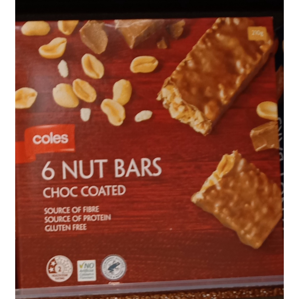 (Australia) Coles 6 Nut Bars Choc Coated 210g | Shopee Malaysia