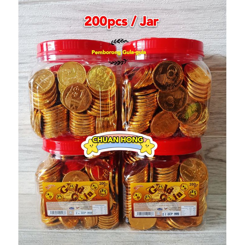 Gold Coin Chocolate 200pcs+- / Jar | Shopee Malaysia