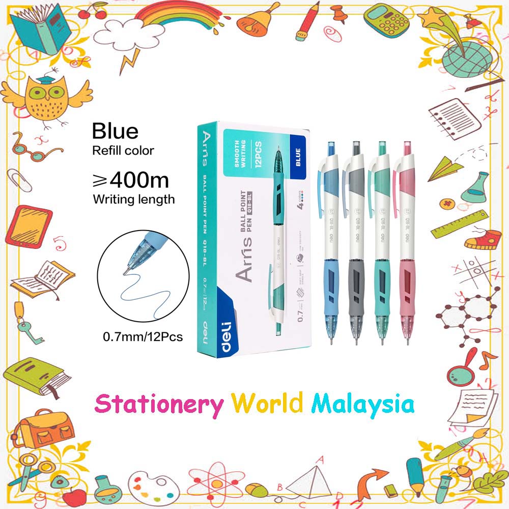 SWM Deli Ballpoint Pen Blue Mini Tip Pen Ballpoint Biru 圆珠笔蓝色 (0.7mm ...