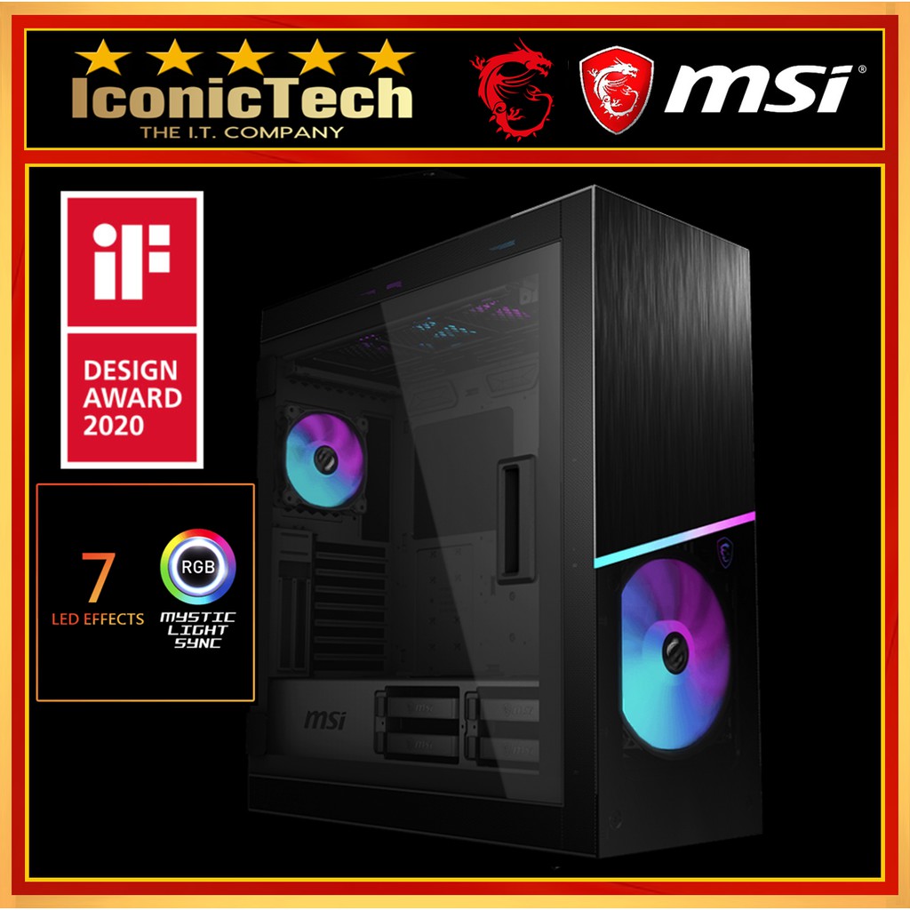 MSI MPG SEKIRA 500X Full Tower Gaming Computer Case 'Black,ARGB Fans ...