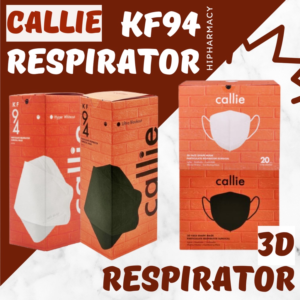 Callie BW 3D / KF94 Respirator Surgical Mask (White/Black) - 20 pcs/box | Shopee Malaysia