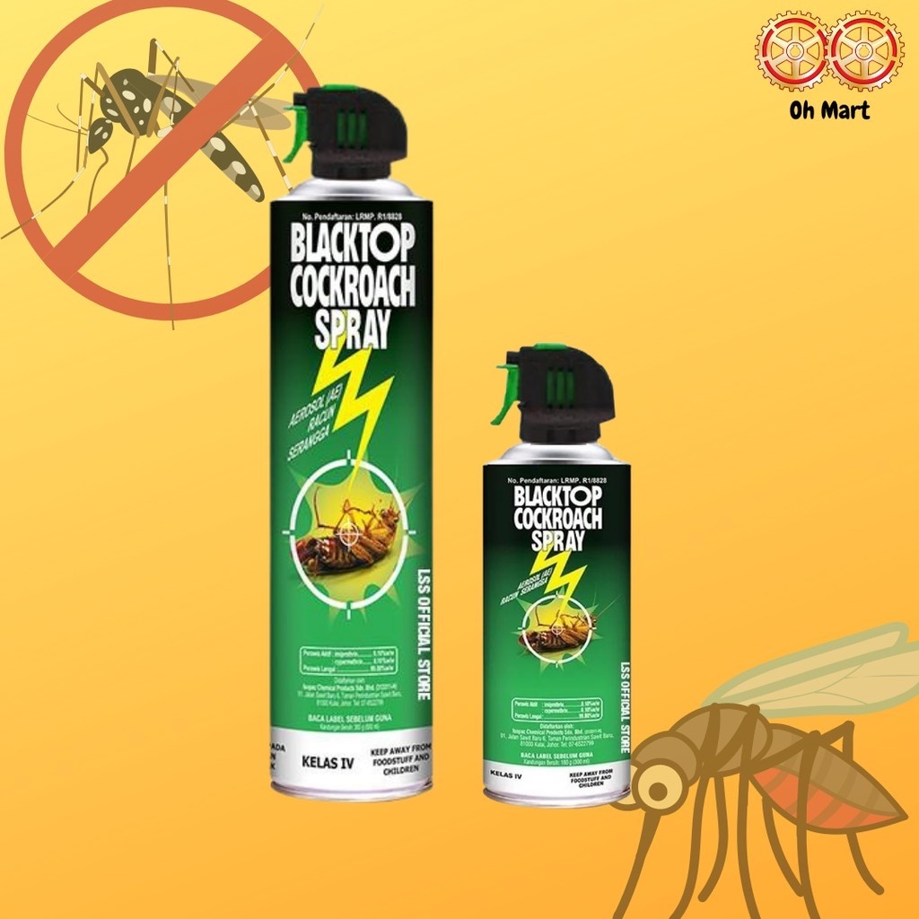 BlackTop Cockroach Spray/ Aerosol Racun Serangga (600ml/300ml) | Shopee ...