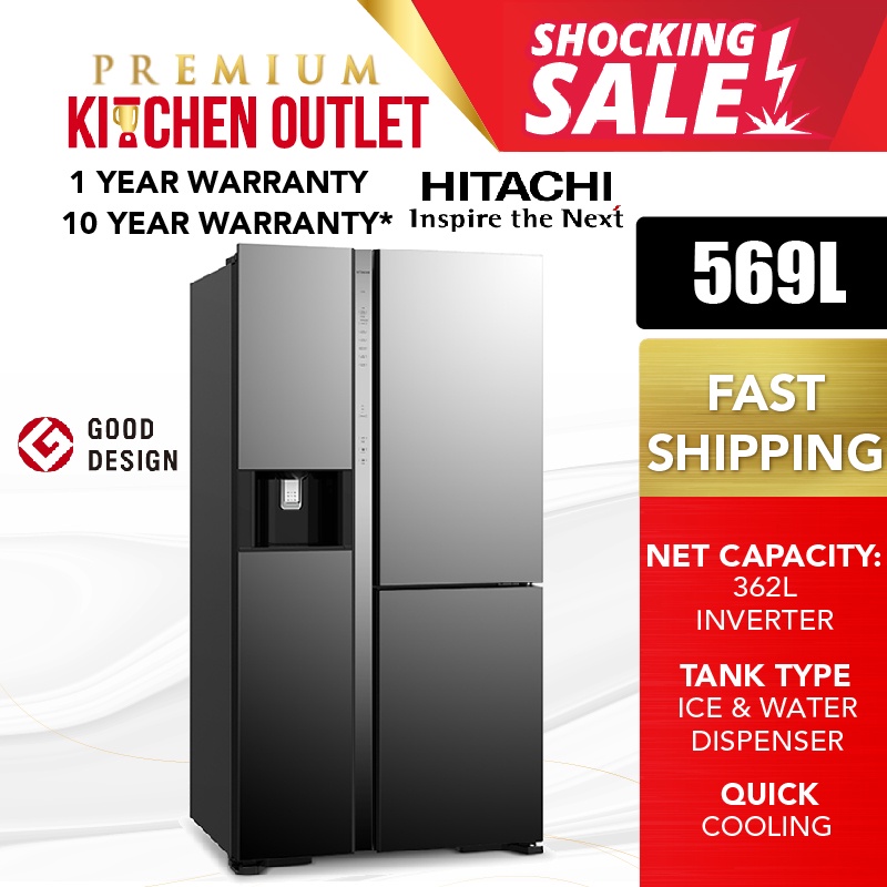 Hitachi 569L Inverter x Dual Fan Cooling 3 Door Series Refrigerator R ...