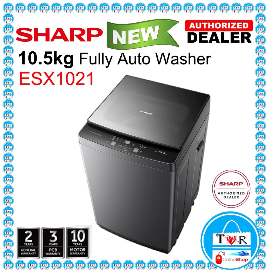 Sharp ESX1168 10kg Fully Auto Washing Machine Soft Close Cover/10.5kg ...