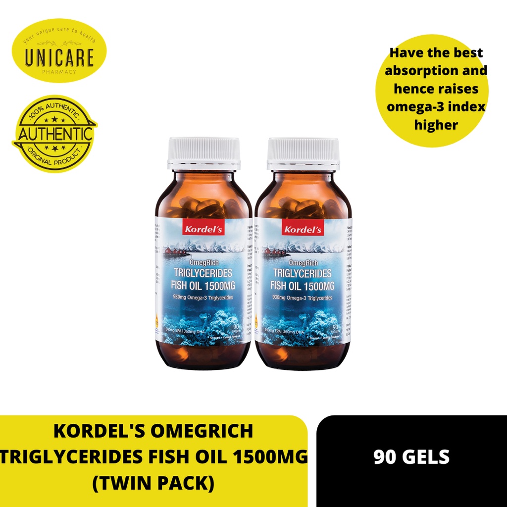 KORDEL'S OMEGRICH TRIGLYCERIDES FISH OIL 1500MG 90'S (TWIN PACK ...
