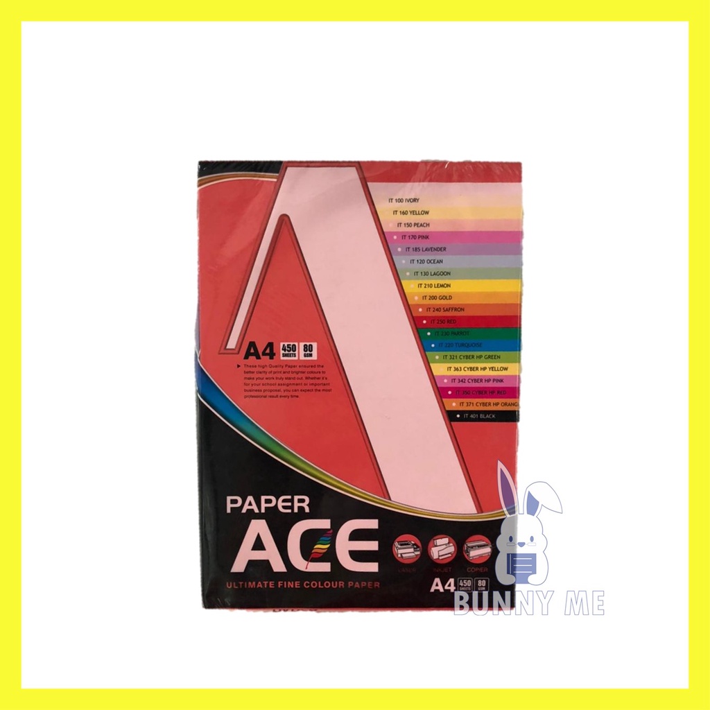 ACE COLOUR PAPER 80GSM A4 450SHEETS / KERTAS WARNA // LIGHT // CYBER ...