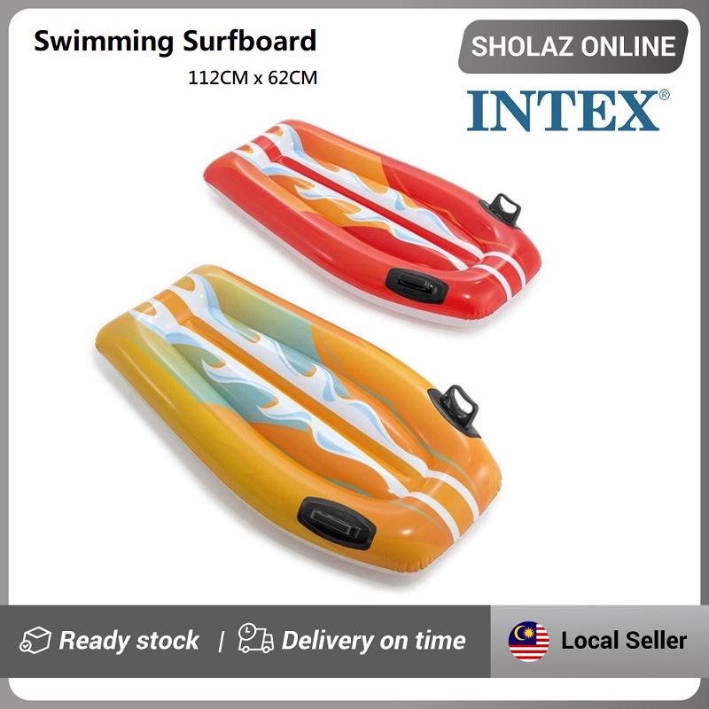 INTEX Floating Surfboard Swimming Water Board ( 112cm x 62cm ) For ...