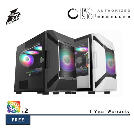 1st Player DK D3-A micro ATX Tempered Glass White Gaming Casing (come with 1x 20cm aRGB Fan + 1x ...