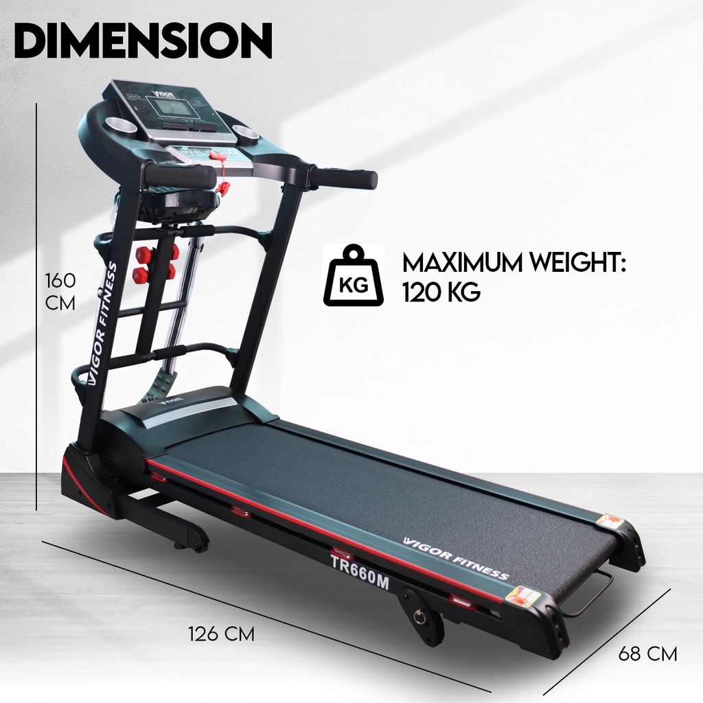 Vigor Fitness Treadmill 4.0hp Multifunction Jogging Running Machine ...