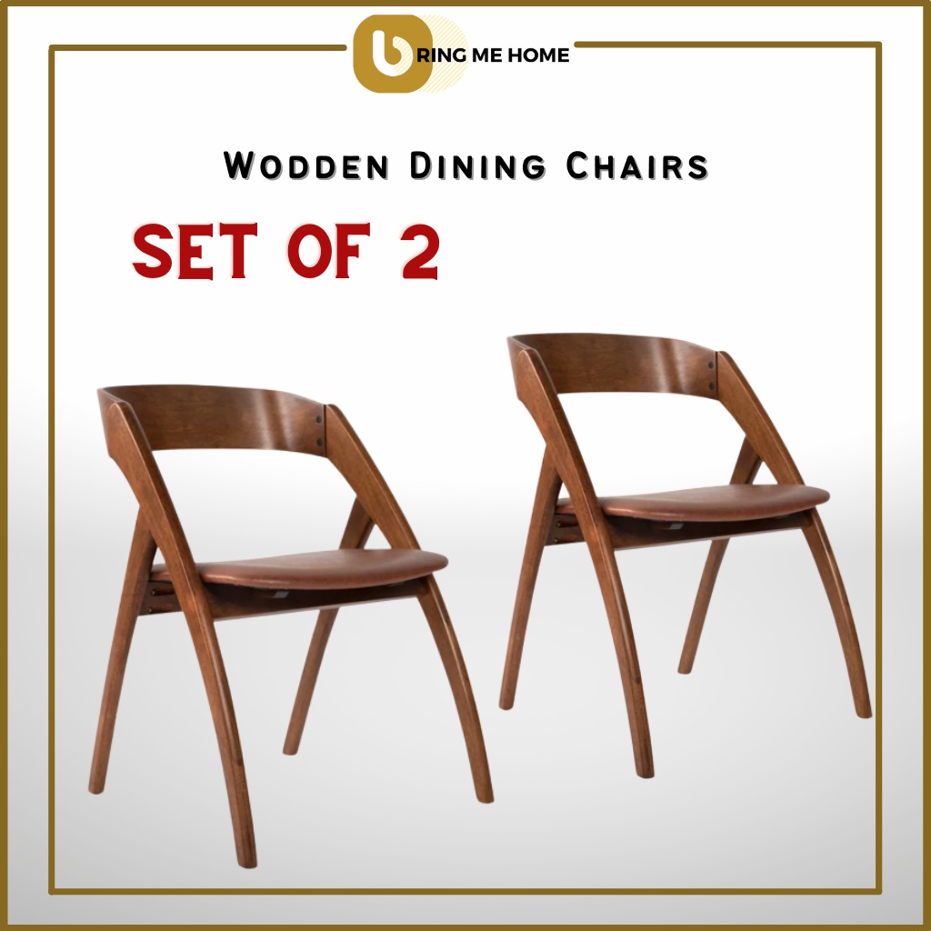 [SET OF 2] AMELIA Solid Wood Dining Chair Dinning Chair Kerusi Makan ...