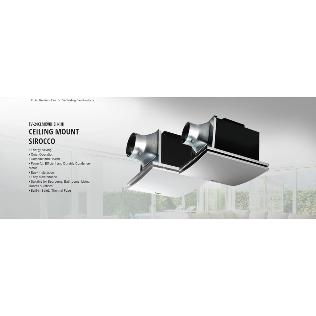 Panasonic Ceiling Mount Sirocco Ventilation Fan | Shelly Lighting
