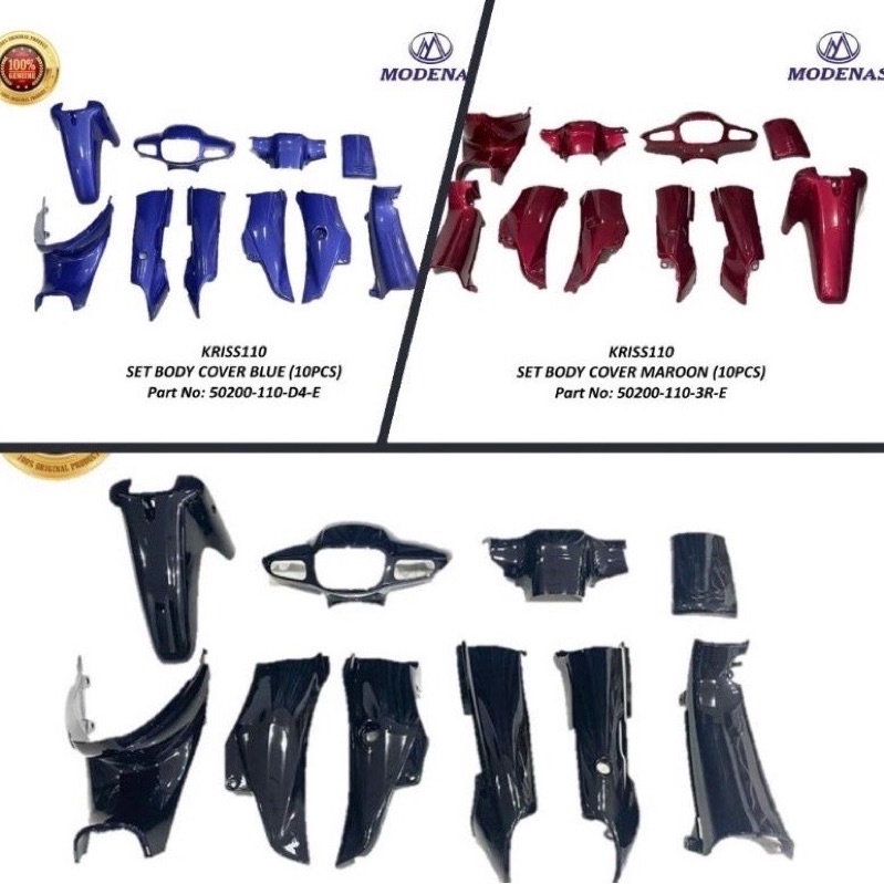 KRISS 110 / 100 FL COVER SET MALAYSIA BODY SET BLACK BLUE RED FOR ...