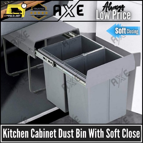 Kitchen 40L Bottom Mounted Bin With Soft Closing Slide Insert Kitchen ...