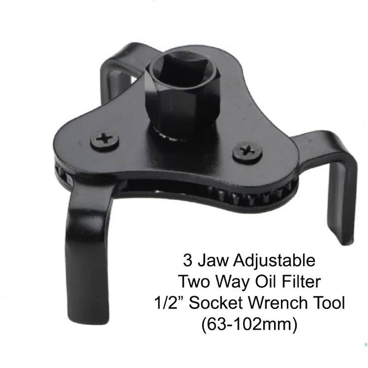 [ 1 UNIT ] 3 Jaw Adjustable Two Way Oil Filter 1/2 Socket Wrench Tool ...