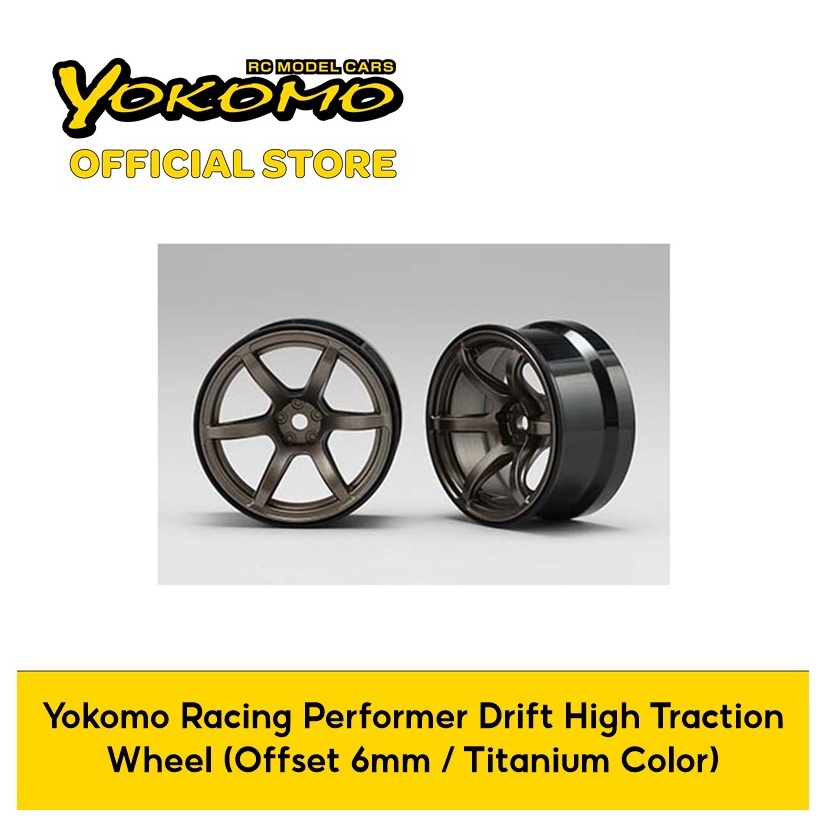 Yokomo Racing Performer Drift High Traction Wheel - Offset Titanium Color (6mm) (2pcs) (RP ...