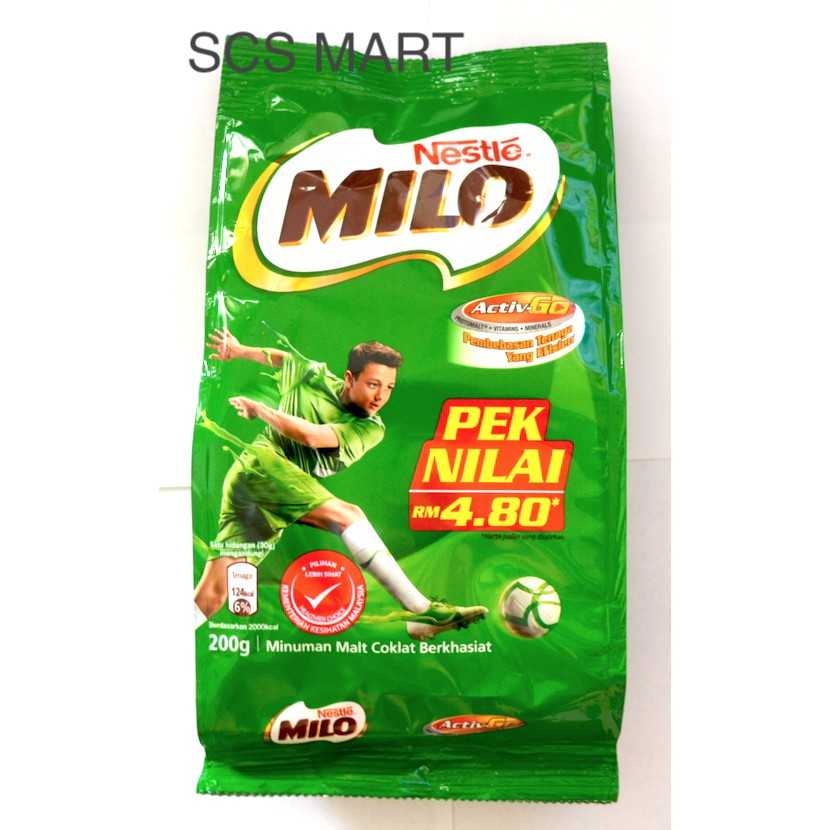 Nestle Milo Activ-Go Chocolate Malt Powder Softpack 200g | Shopee Malaysia