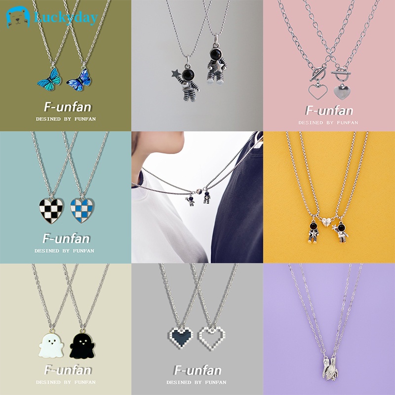 1Pair Fashion Butterfly Pendant Couple Necklaces Simple Astronaut ...
