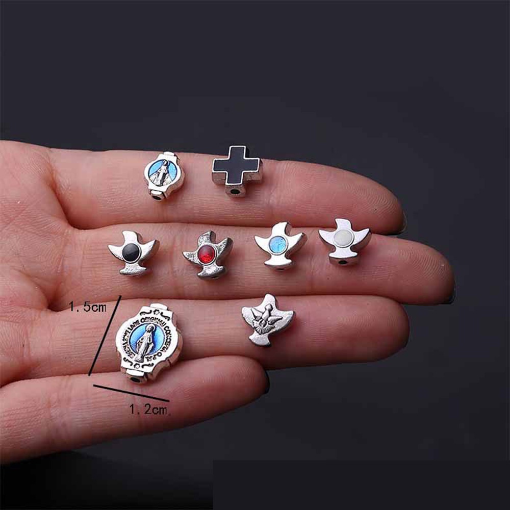 20Pcs/Lot Holy Spirit Dove Cross Beads for DIY Rosary Necklace Bracelet ...