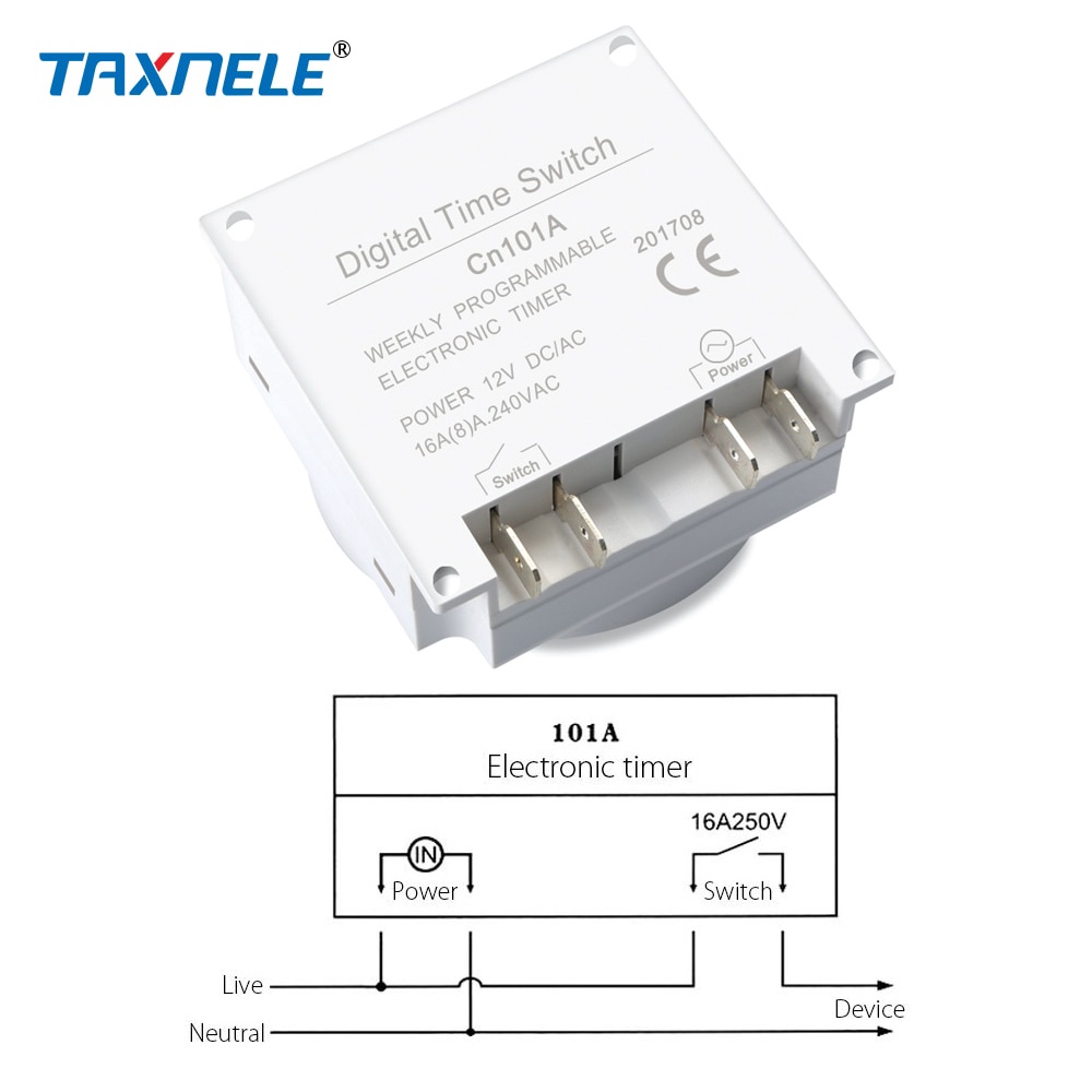 CN101A 5V 12V 24V 110V 220V Digital Timer Switch 7 Days Weekly Programmable Time Relay ...