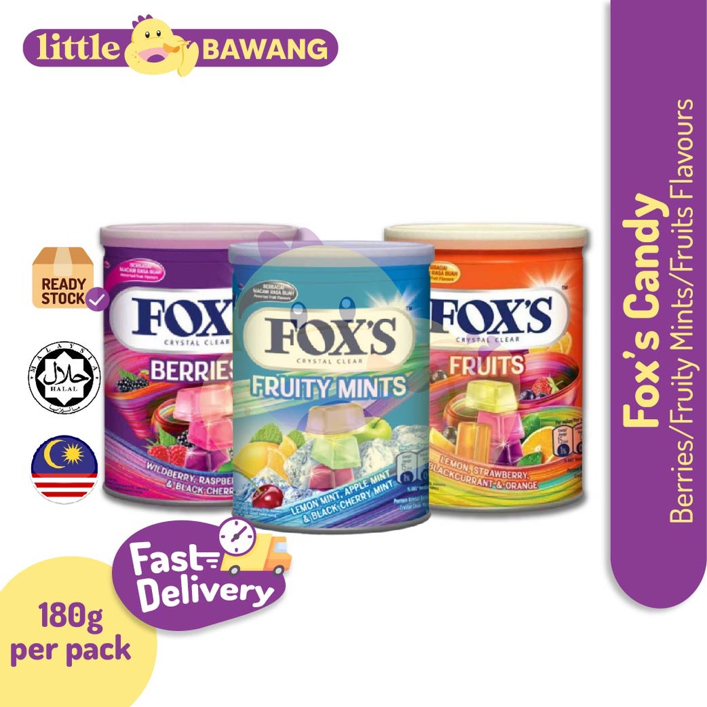 Fox's Candy Crystal Clear Candy 180g Berries Flavor Fruity Mints Flavors Fruits Flavours Candies ...