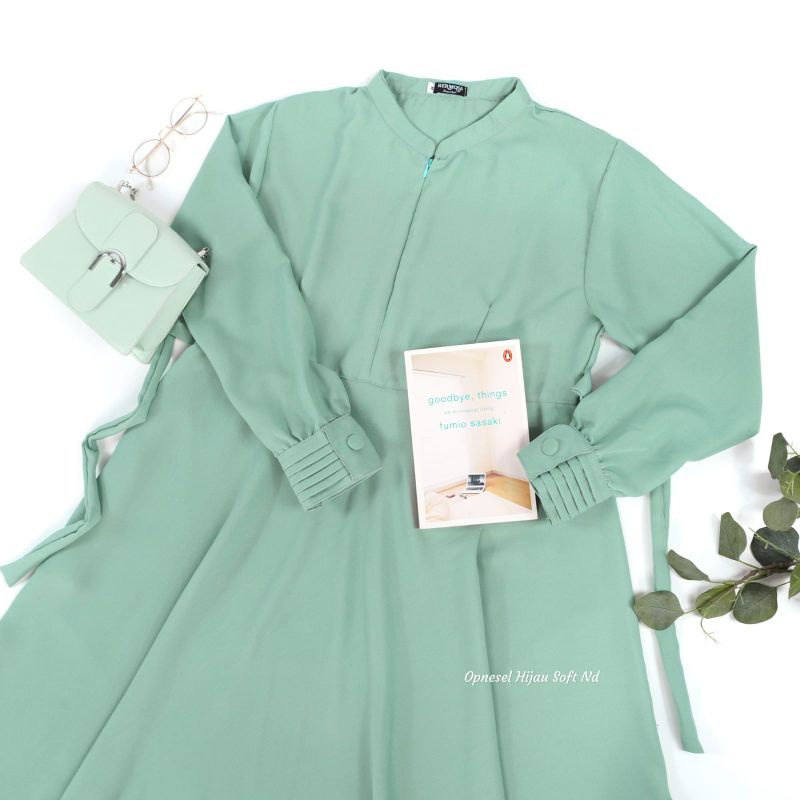 HIJAU Hermosa Gamis Polos Opnesel Deluxe (Green Soft) | Shopee Malaysia