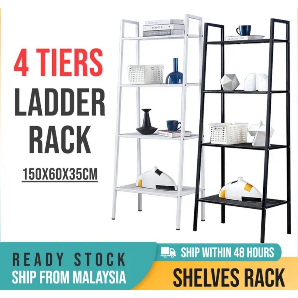 (BIG SIZE) 4 Tiers Multipurpose Stair Design Shelf Big Rak Besi Buku ...