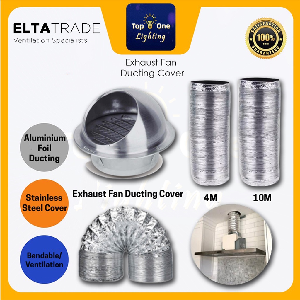 4M 10M Aluminium Exhaust Fan Foil Ducting Ventilation 4'' Tube Air ...