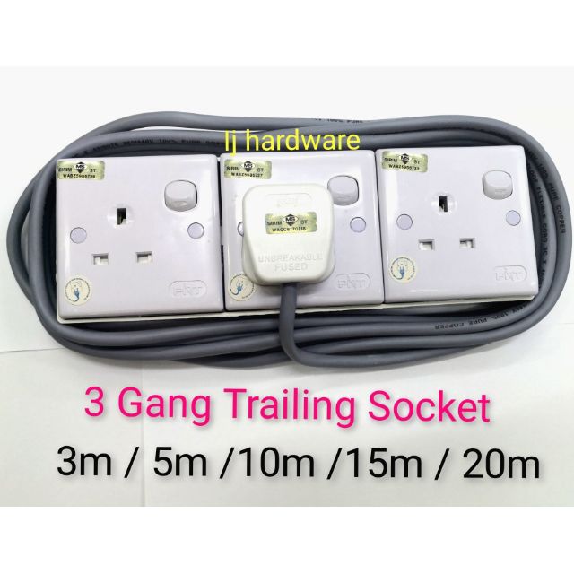 HEAVYDUTY 3GANG TRAILING SOCKET/ EXTENSION SOCKET | Shopee Malaysia