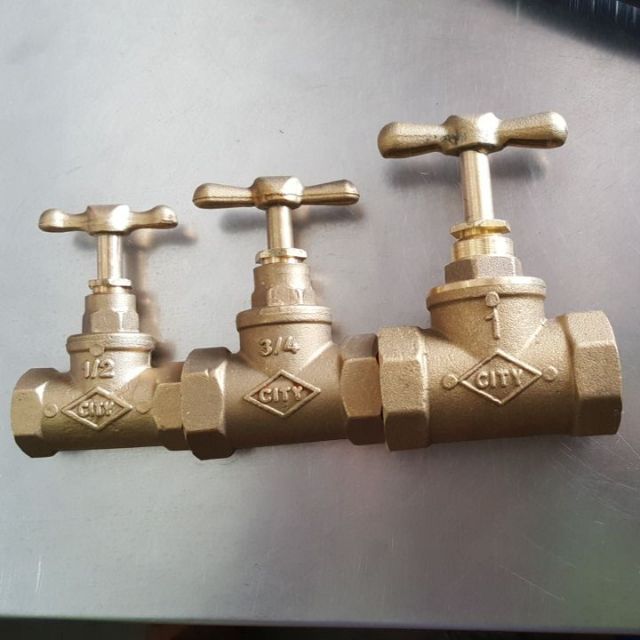 CITY Brass Stopcock Water Gate Valve 15mm 20mm 25mm Light or Heavy Duty ...
