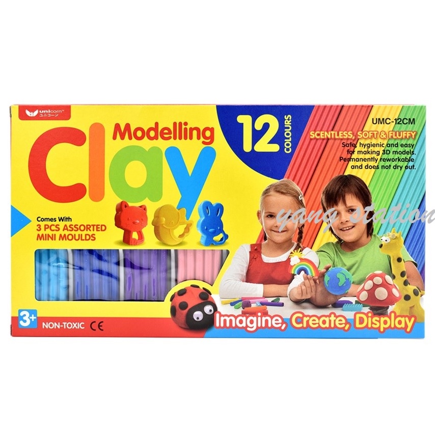 Modelling Clay 12 / 6 Neon Colours with 3 piece mini moulds for Art ...