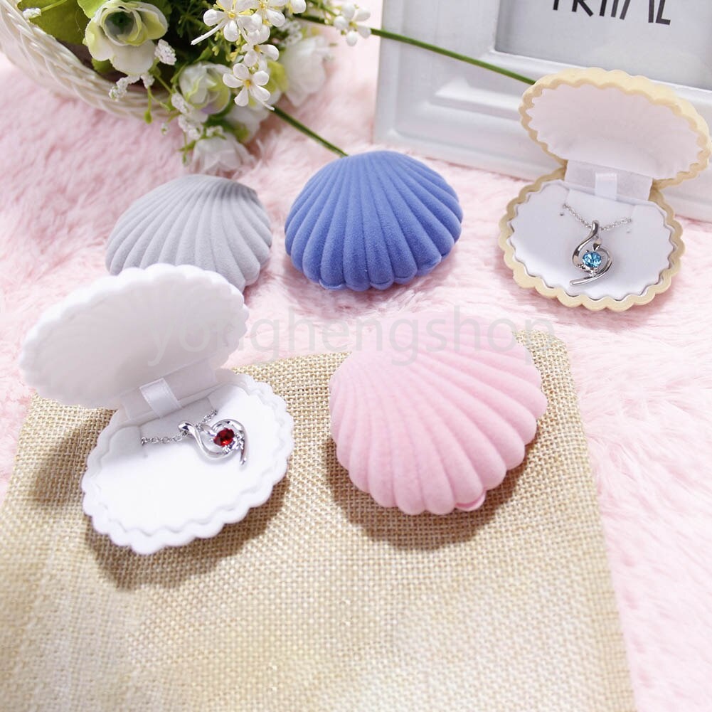 Trendy Shell Shaped Jewelry Display Storage Box Gift Necklace Case ...