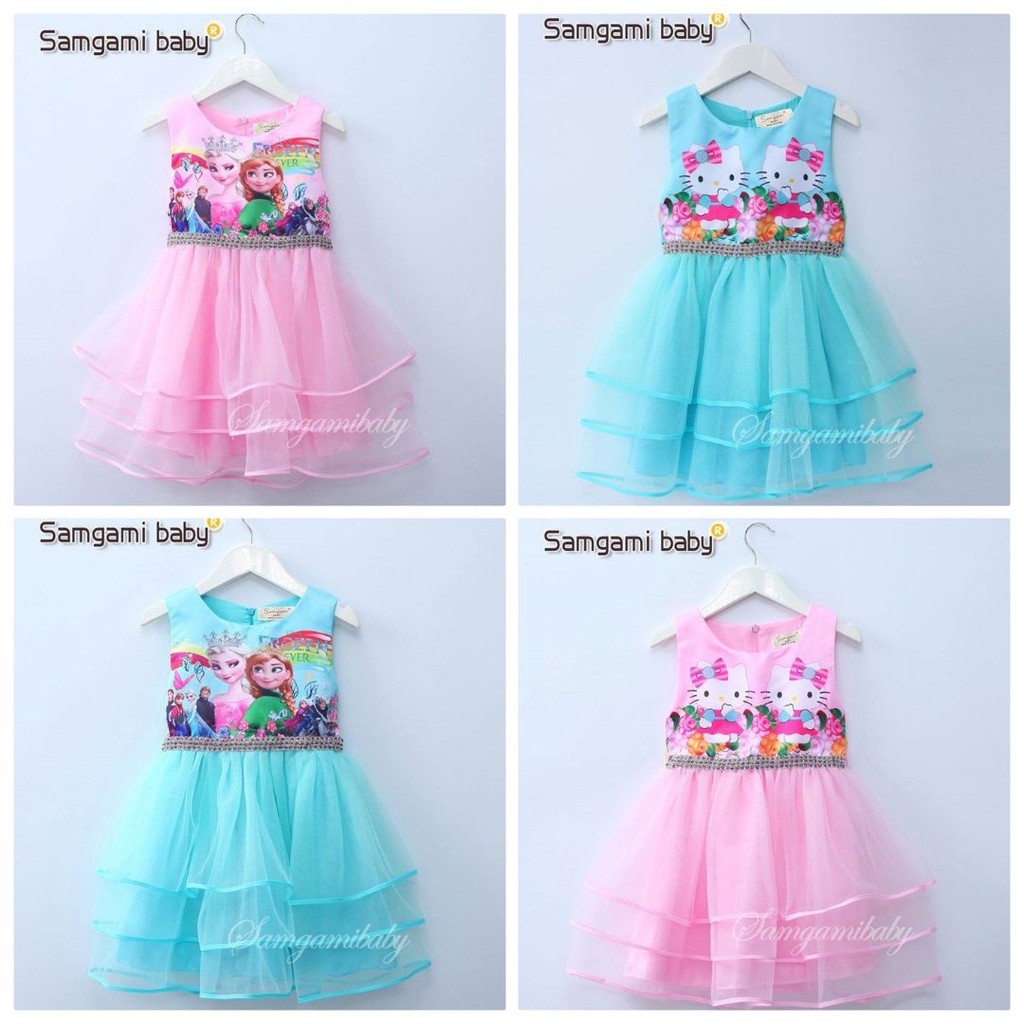 Princess Frozen Anna Elsa Hello Kitty Girl Kids Dress Gown Cartoon ...