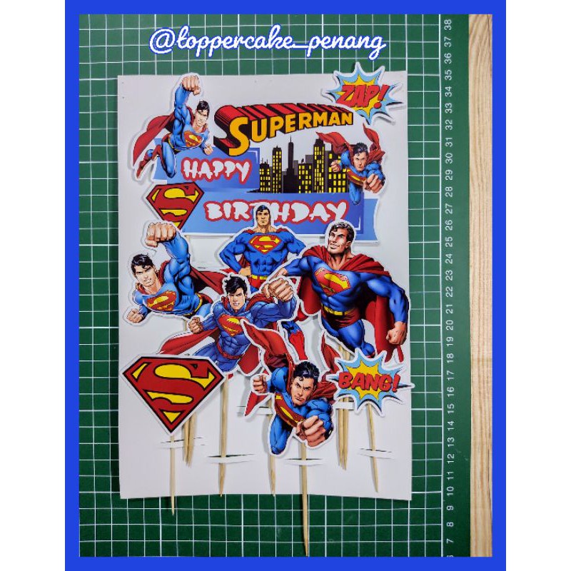 Superman Happy Birthday Decoration Set Cake Topper for Birthday Cake ...