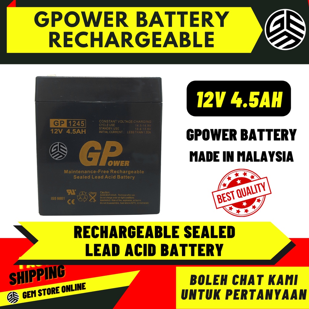 (No Supply to Sabah & Sarawak) GPower Rechargeable Sealed Lead Acid ...
