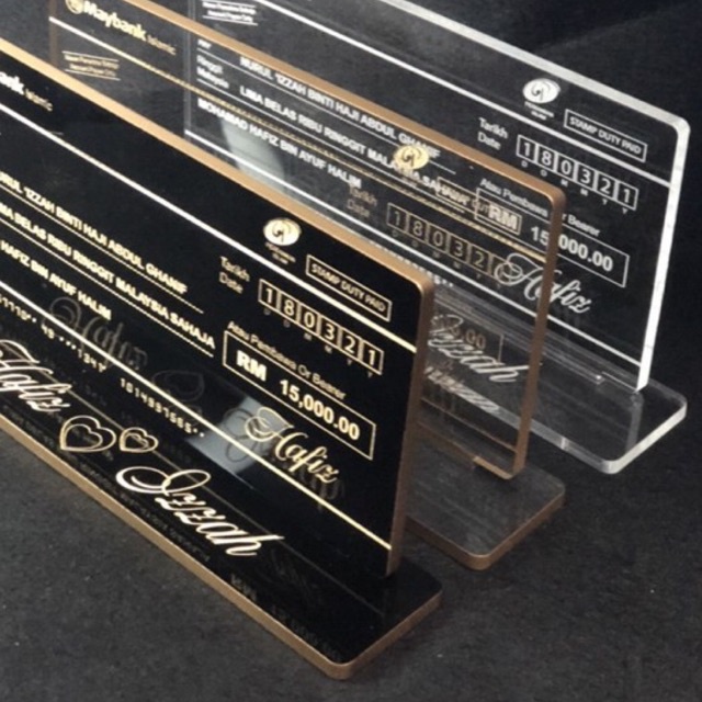 Replica Cek Hantaran Perkahwinan Acrylic Engrave | mock up Cheque ...
