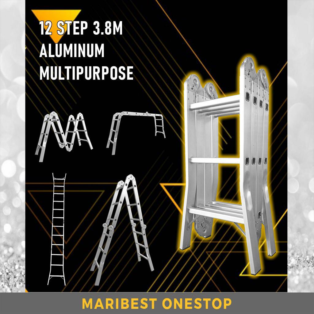 3.6M 12 STEP MULTIPURPOSE ALUMINIUM LADDER WIDER BASE | Shopee Malaysia