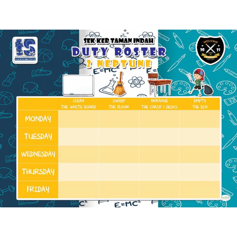 DUTY ROSTER | JADUAL BERTUGAS KELAS SEKOLAH | Shopee Malaysia