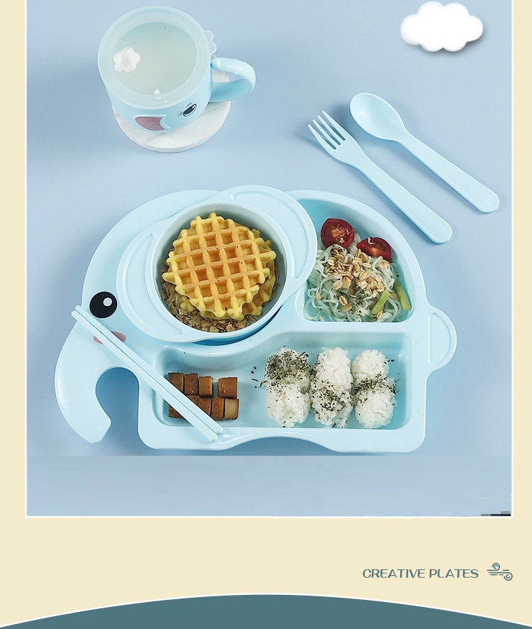 *READY STOCK* 6pcs children dining sets plastic Cartoon Kid Plate Set ...