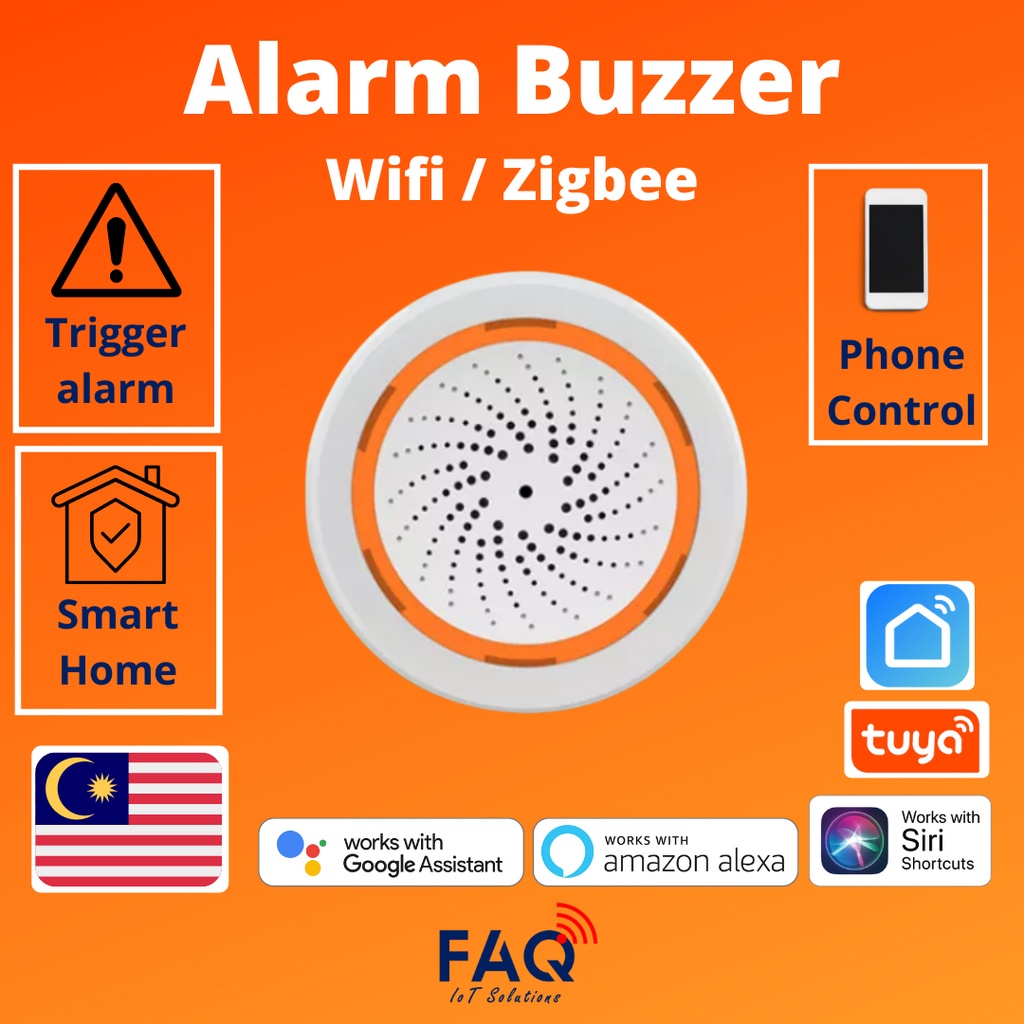 Tuya Alarm Buzzer Wifi Zigbee Security Smart Home LOCAL STOCK | Shopee ...