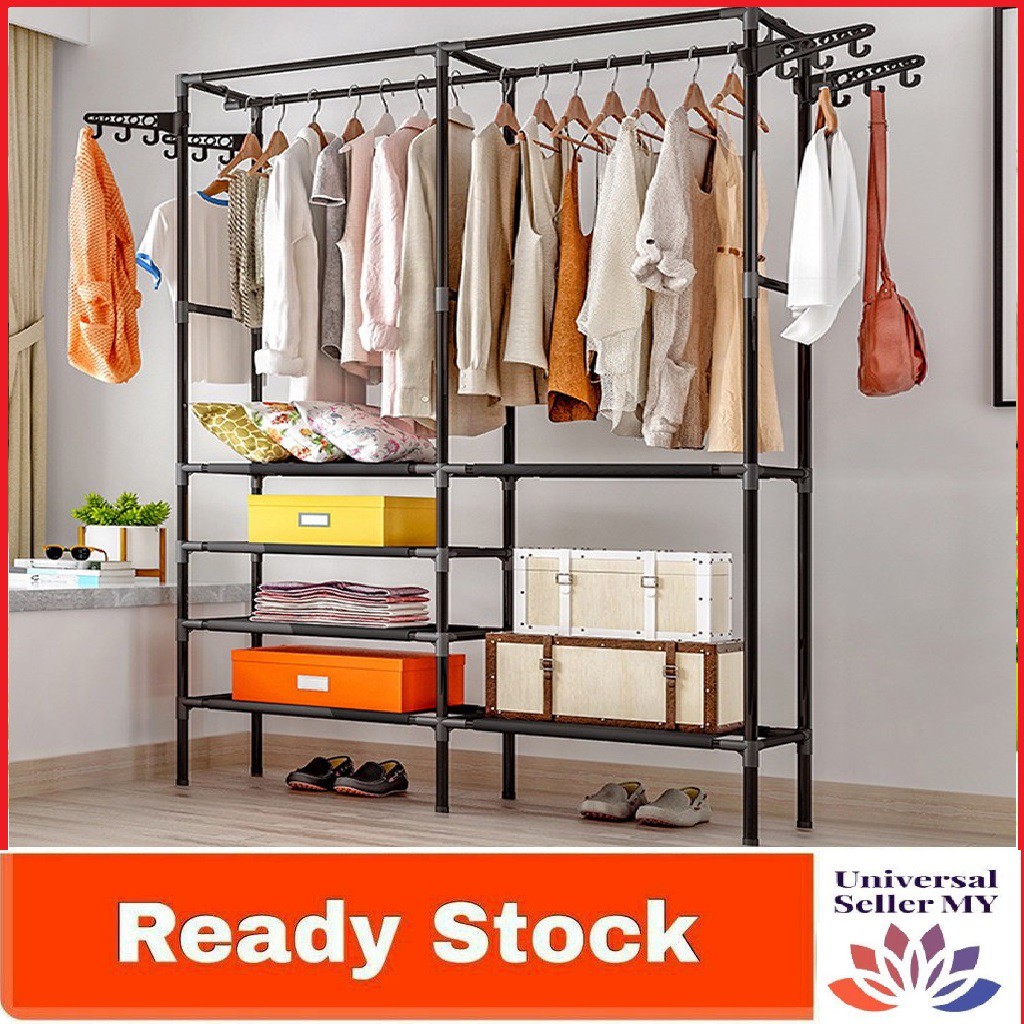 🔥MURAH💥🔥 Multi-Purpose Large Stainless Steel Wardrobe Storage Clothes ...