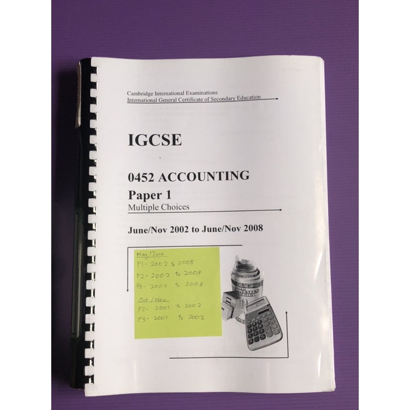 Cambridge IGCSE Accounting Past Exam Papers (0452) 💥 O LEVELS | Shopee ...