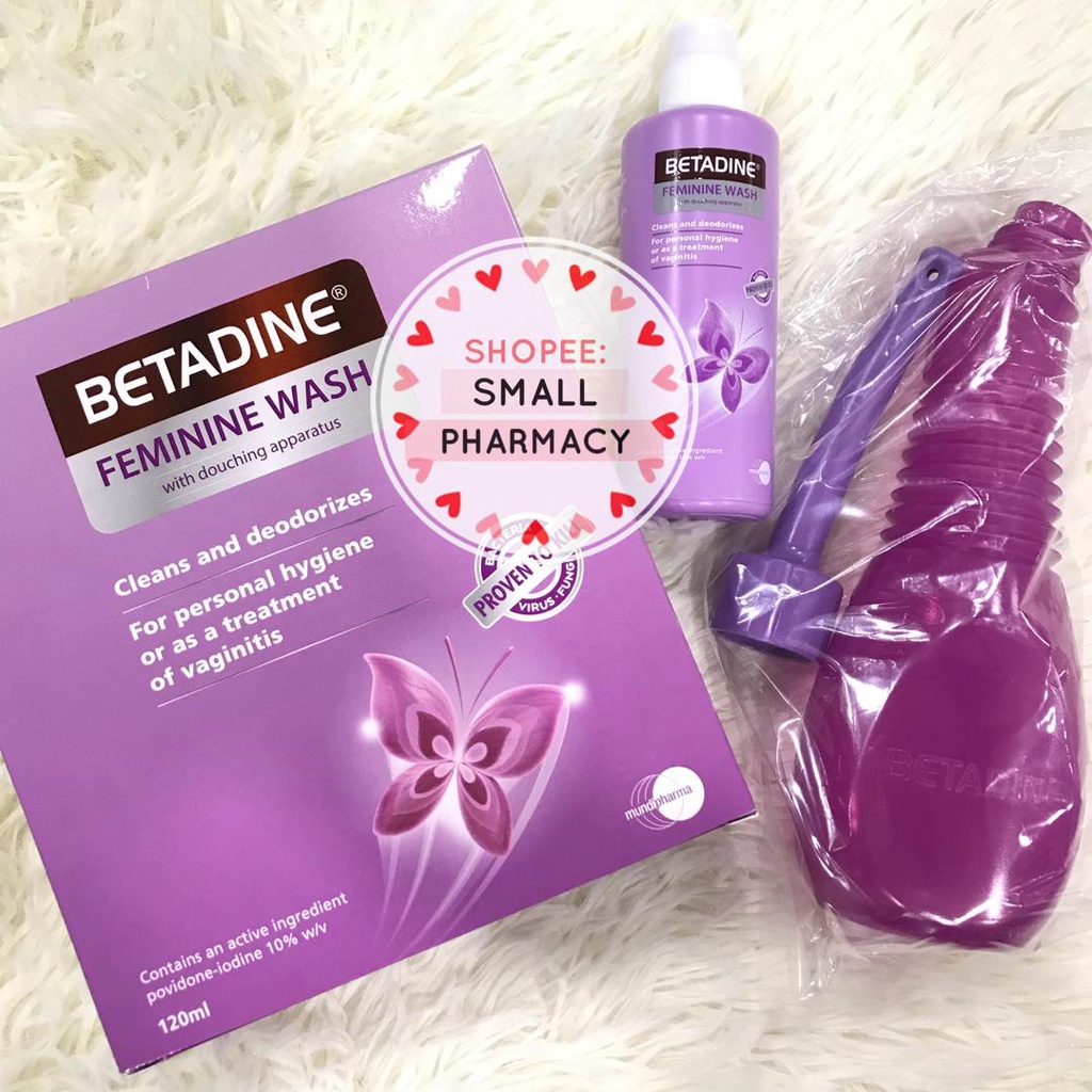 BETADINE Feminine Wash with Douching Apparatus 120 mL + Pump Bottle ...