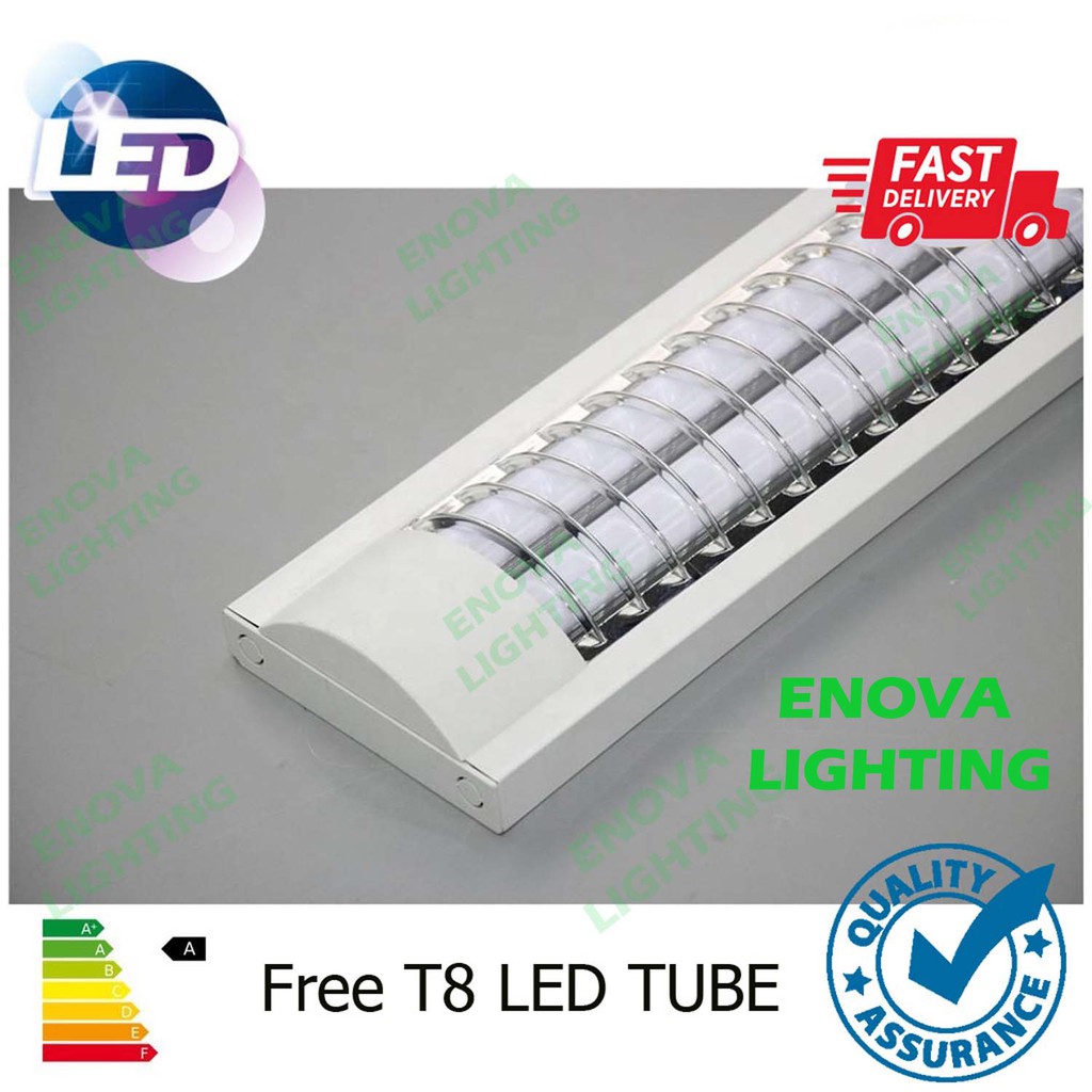 LED T8 Louver Fitting T8 Fitting Single Circuit Double Circuit Casing For T8 LED Double Input ...