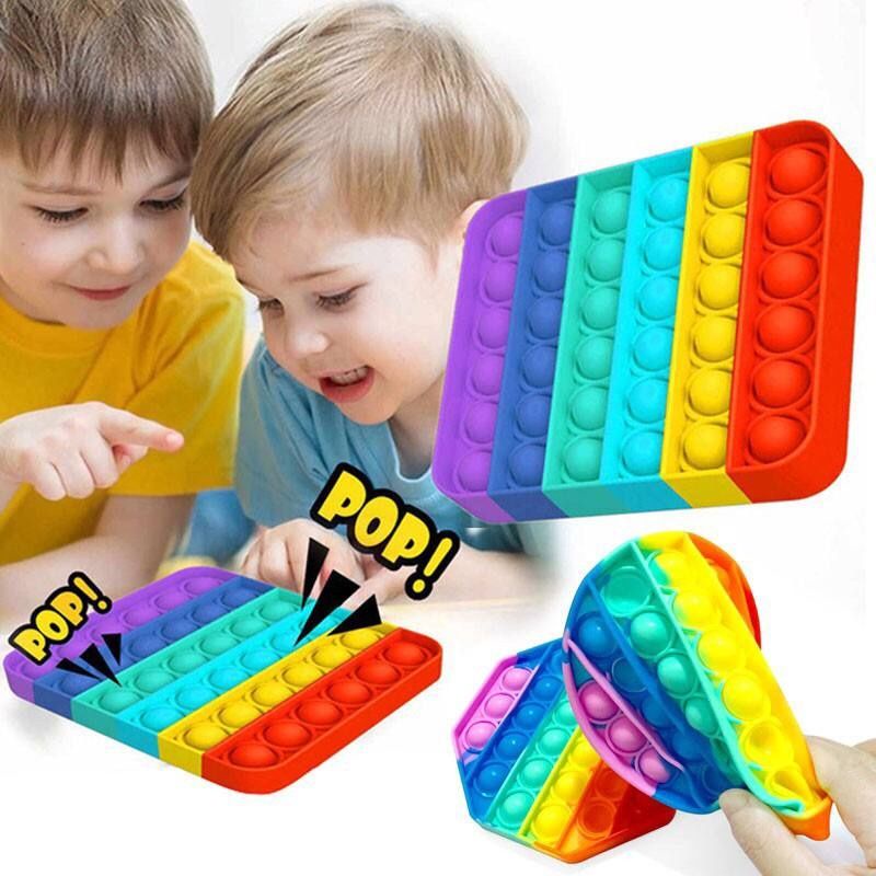 Rainbow Pop It Fidget Toys Push Bubble Sensory Squishy Stress Reliever