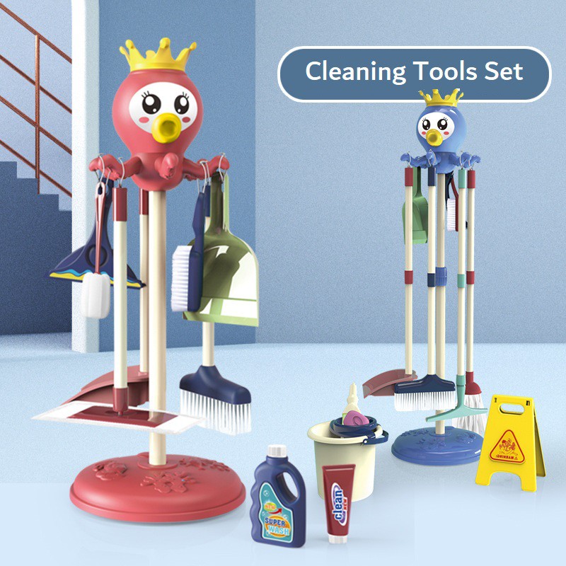 10 pcs mini Cleaning Tools Set broom mop wiper housekeeping kit pretend ...