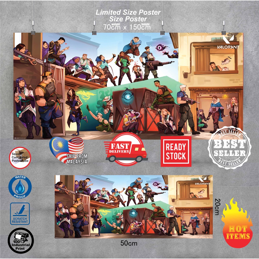 （READY STOCK) Valorant Limited Long Poster Sticker | valorant Gaming ...