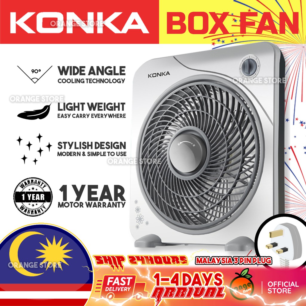 KONKA (NEW DESIGN) Box Fan Energy Saving Tablet Fan Wide Angle Cooling ...