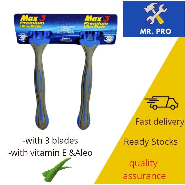 Max3 Triple Blade Disposable /Supermax 3 Razor / Pisau Cukur (2pcs ...